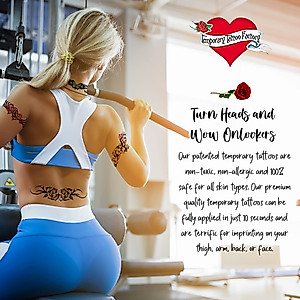 Temporary Tattoo Factory Tramp Stamp Tattoos, Long Lasting - Sexy, Realistic Fake Adult Temporary Tattoos for Women's Hip, Lower Back, Thigh, Arm Tramp Stamp - (16 Pack)