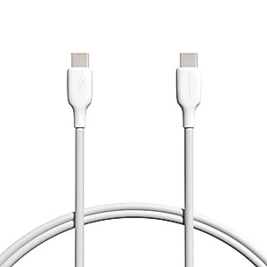 Amazon Basics USB-C to USB-C 2.0 Fast Charger Cable, 480Mbps Speed, USB-IF Certified, for Apple iPhone 15, iPad, Samsung Galaxy, Tablets, Laptops, 3 Foot, White