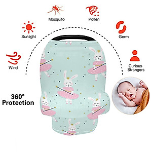 Nursing Cover Breastfeeding Scarf Bunny Girl Ballerina - Baby Car Seat Covers, Infant Stroller Cover, Carseat Canopy(810c)