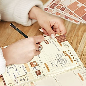 JueNi Daily To Do List Planner Notebook with Stickers (8”x 6”) - 2023 6 Months Undated Task Checklist Academic Planner Journal with Stickers for Time Management- Office Supplies to Organize Appointments & Schedules, Plan Agendas, And Boost Productivity- P