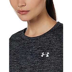 Under Armour Women's Tech Twist T-Shirt , Black (001)/Metallic Silver , Large