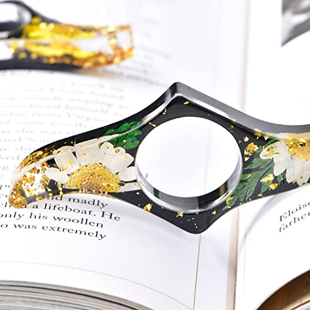 SKYNEO Book Page Holder, Thumb Book Page Holder, Dried Flowers for Resin Page Holder, Book Reader Reading Accessories for Teachers Gift and Bookworm Gifts, Gifts for Book Lover - Black