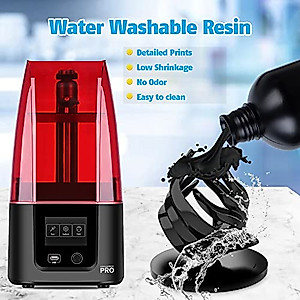 Water Washable 3D Printer Resin - 405nm Water Wash Resin, Low Odor LCD UV Curing 3D Printing Resin – Easy to Clean Photopolymer Resin for SLA 3D Printer (Black, 1KG)