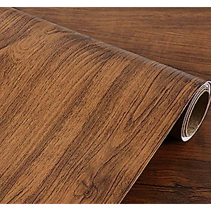 CHENGZHG Wood Grain Shelf Paper Decorative Faux Wood Look Shelf Liner Kitchen Drawer Sticker Self Adhesive Waterproof Film for Furniture, Peel and Stick Wallpaper for Cabinets 16 in x 16.4 Ft