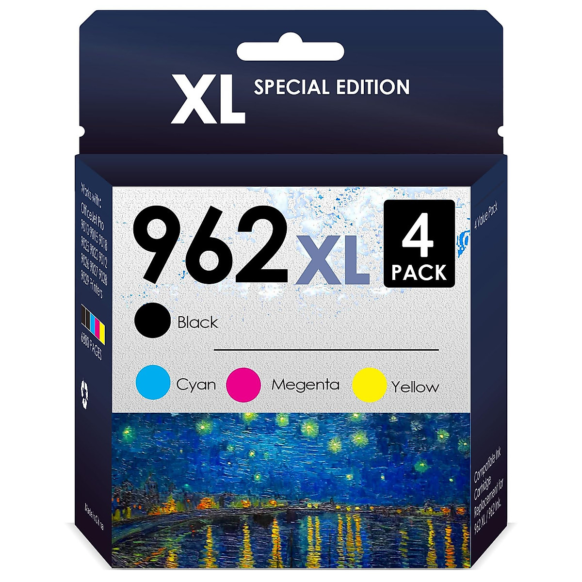 5-Star Compatible Replacement 962 XL Works with HP OfficeJet Pro 9010 9012 9014 9015 9016 9019 9020 9022 9025 9026 9028 Printers, 4 Pack (Black, Magenta, Cyan & Yellow)