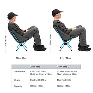 Helinox Chair Zero Ultralight Compact Camping Chair, Chair Zero, Black