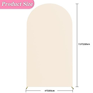Asee'm 7.2FT Wedding Arch Cover Beige Fitted Spandex Cover 2-Sided Round Top Chiara Backdrop Stand Covers for Party Ceremony Birthday Banquet Decoration