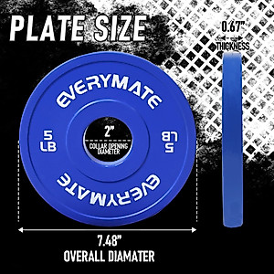 EVERYMATE Change Weight Plates 2.5LBX2 5LBX2 Fractional Plate Olympic Bumper Plates for Cross Training and Olympic Weightlifting 5LB Weights Plates Set