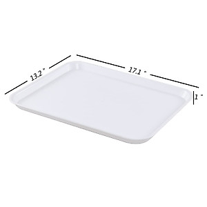 Bblina Plastic Serving Trays, Fast Food Serving Trays Set of 4, White