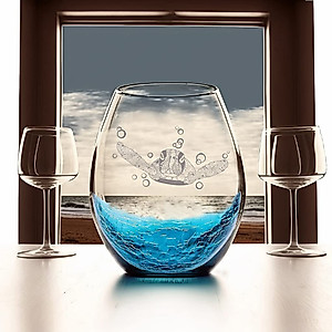 Valentines Day Gift, Tribal Sea Turtle Handmade Engraved Crackle Turquoise Wine Glass for Beach, Gifts for Sea Turtle Lovers Women Men