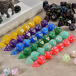 FLASHOWL Dice Set 28 Sets D20 Dice Dice Set Pearl Dice 196 pcs Polyhedral & RPG Dice Polyhedral Dice DND Dice Starry Sky Dice Dice Table Games Dice Set W20 DND Dice Game Cube