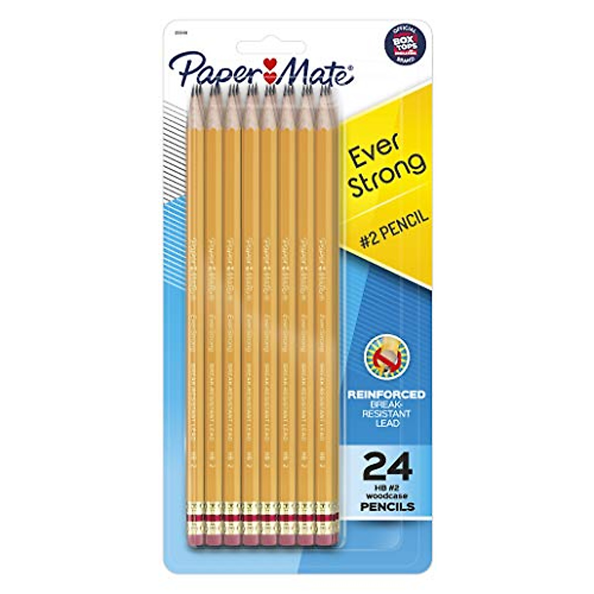 Paper Mate EverStrong #2 Pencils, Reinforced, Break-Resistant Lead When Writing, 24-Pack