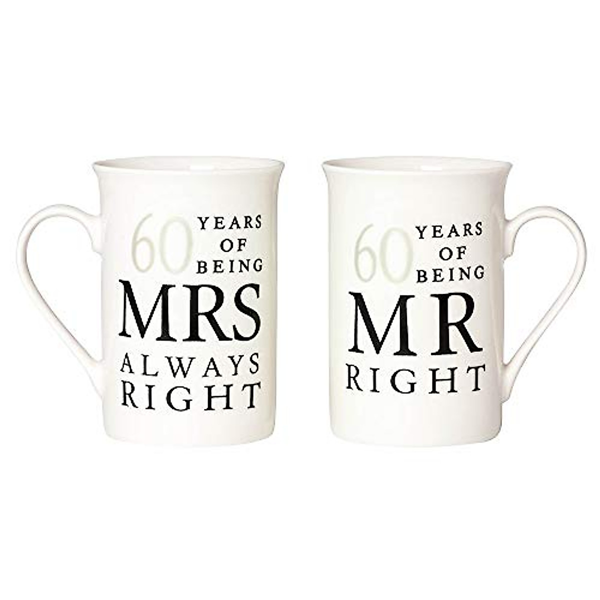 Haysoms Ivory 60th Anniversary Mr Right & Mrs Always Right Mug Gift Set