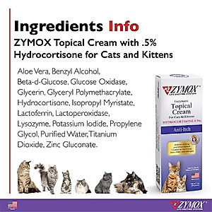 Zymox Enzymatic Anti-Itch Topical Cream with 0.5% Hydrocortisone for Cats & Kittens, 1 oz. – Multi-Purpose Cream for Hot Spots, Itchiness, Rashes, Skin Irritation, Allergies & Insect Bites