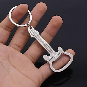 Beer Bottle Guitar Opener Keychain Creative Key Ring Beverage Openers Kitchen Accessories