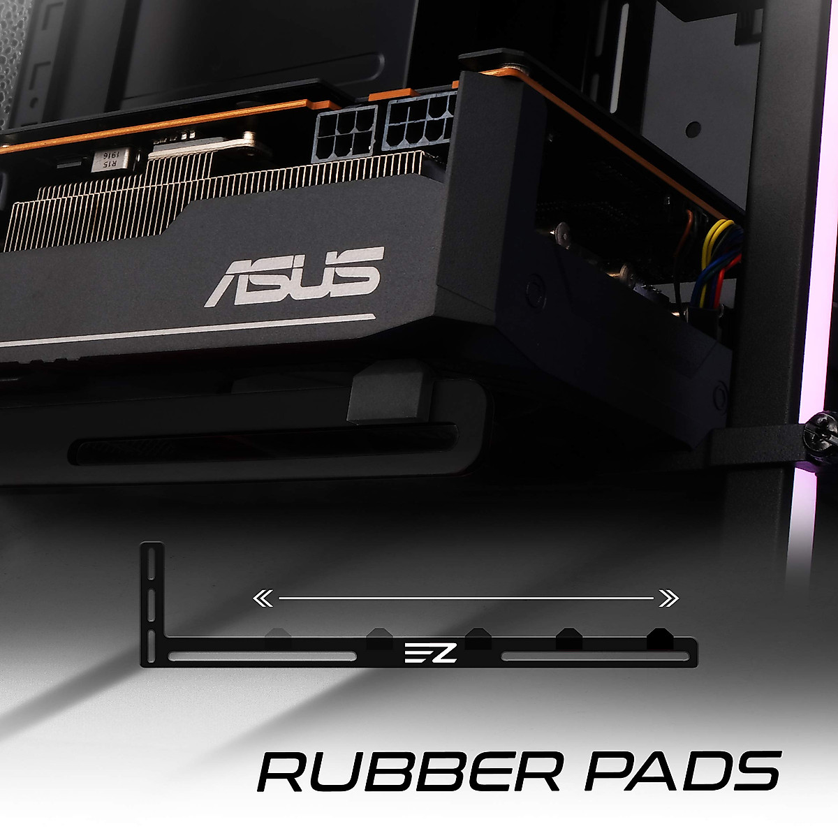 EZDIY-FAB GPU Holder,Graphics Card Brace Support,Video Card Holder,GPU VGA Bracket for Custom Desktop PC Gaming-3mm Aluminum-Black