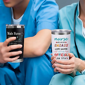 EchoMaven Nurse Gifts for Men, Male Nurse Gifts Ideas for Nurse Week, 20oz Male Nurse Stainless Steel Travel Tumbler with Lid, Nurse Practitioner Gifts Christmas Birthday Gifts for Son Friends, Black