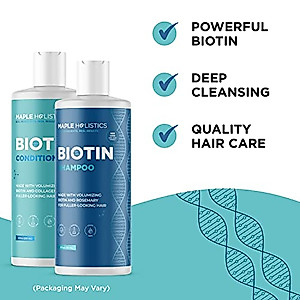Volumizing Biotin Shampoo and Conditioner Set - Sulfate Free Shampoo and Conditioner for Dry Damaged Hair Care - Thinning Hair Shampoo and Conditioner with Nourishing Biotin Coconut Oil and Keratin