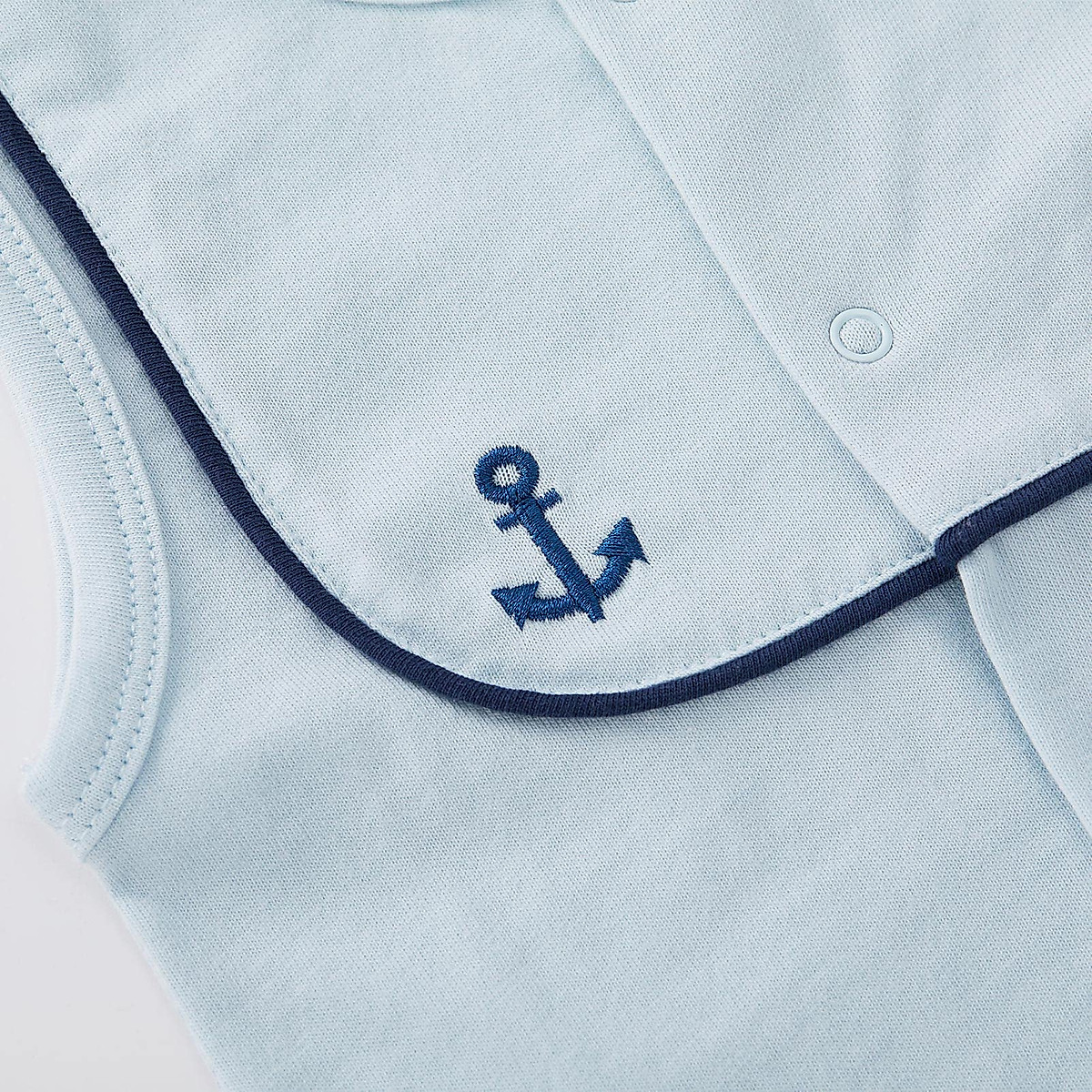pureborn Baby Boy's Nautical Romper Sleeveless Summer Naval Style Cotton Sailor One Piece Outfit Blue Anchor 6-9 Months