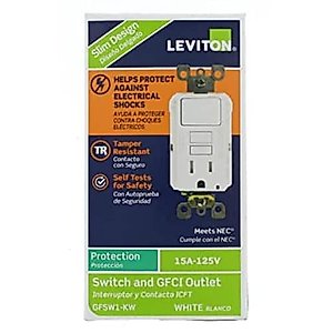 Leviton GFSW1-KW TR GFCI/Switch Combo NO WLPLT WHT