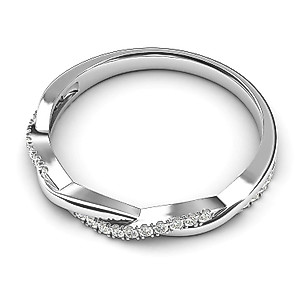10k White Gold 2.5mm Petite Twisted Vine Simulated Diamond Ring Wedding Band Matching Ring (10)