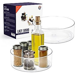 ClearSpace Plastic Lazy Susan Cabinet Organizer – Rotating Spice Rack Holder, Condiments Baking Turntable Carousel – Pantry Cabinet Organizer for Countertop, Shelf, Table, Vanity