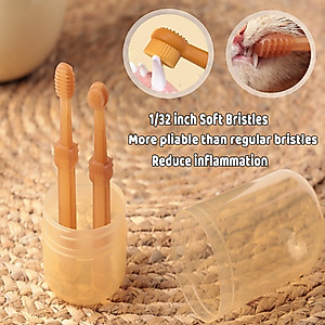 E.M&S.T by Emmeliestella Small Dog & Cat Toothbrush Micro Head, Cat Dental Care, Pets Toothbrush, Oral Hygiene, Easy to Handle, Deep Clean, Soft Bristles, Easy to Handle, Brown & Yellow 3PCS