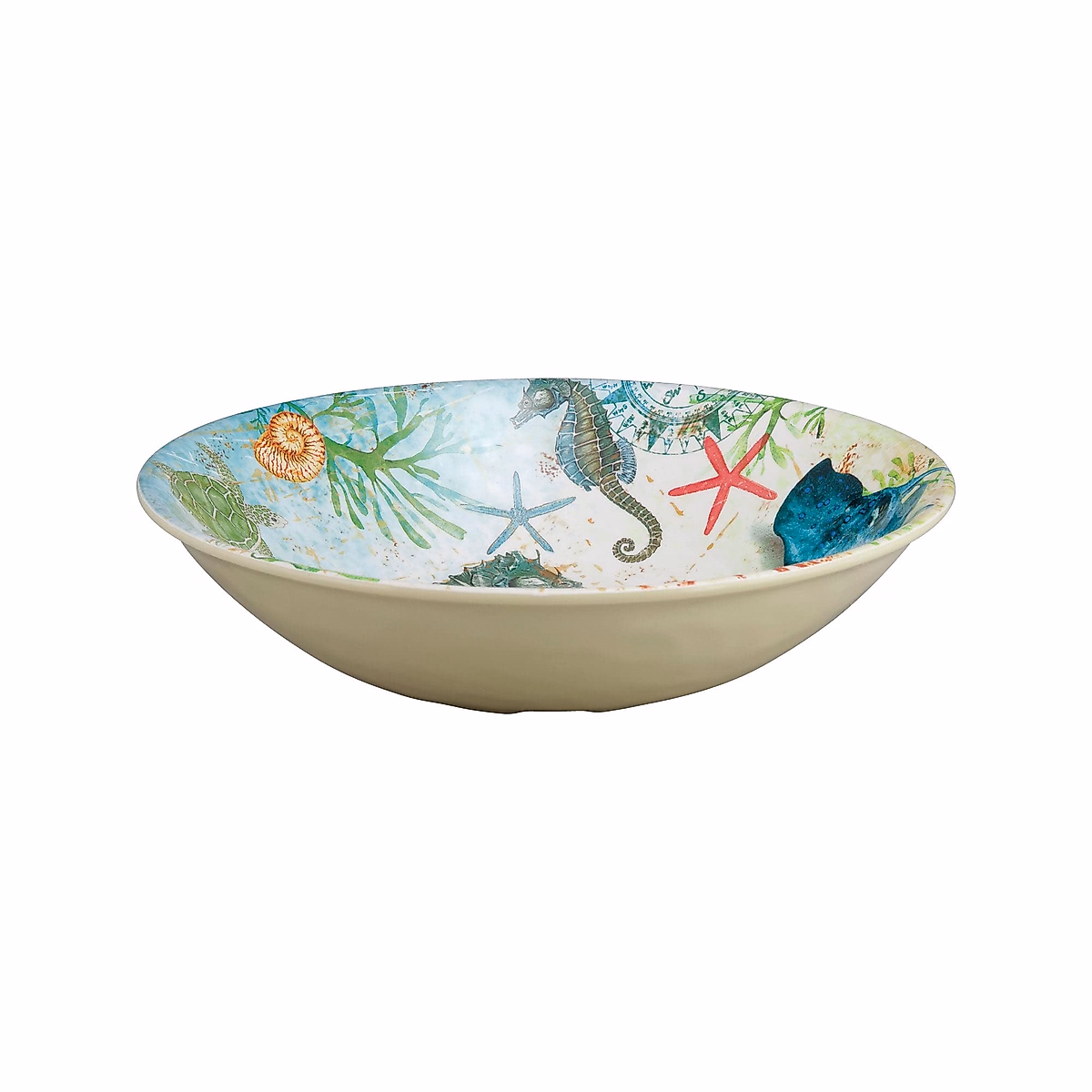 UPware Melamine Dinner Bowl Set of 6, BPA-Free Dishwasher Safe Round Bowls, Dinnerware Kitchen Bowls for Pasta, Rice, Soup, and Salad, 8 Inch Bowls (Seahorse)