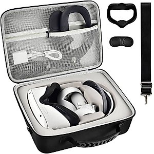 Carrying Case for Meta for Quest 3 Oculus for Quest 2 Advanced All-in-One Virtual Reality Headset/Touch Controllers/Elite Strap VR2 Accessories with Silicone Face Cover, Lens Protector (No Device)