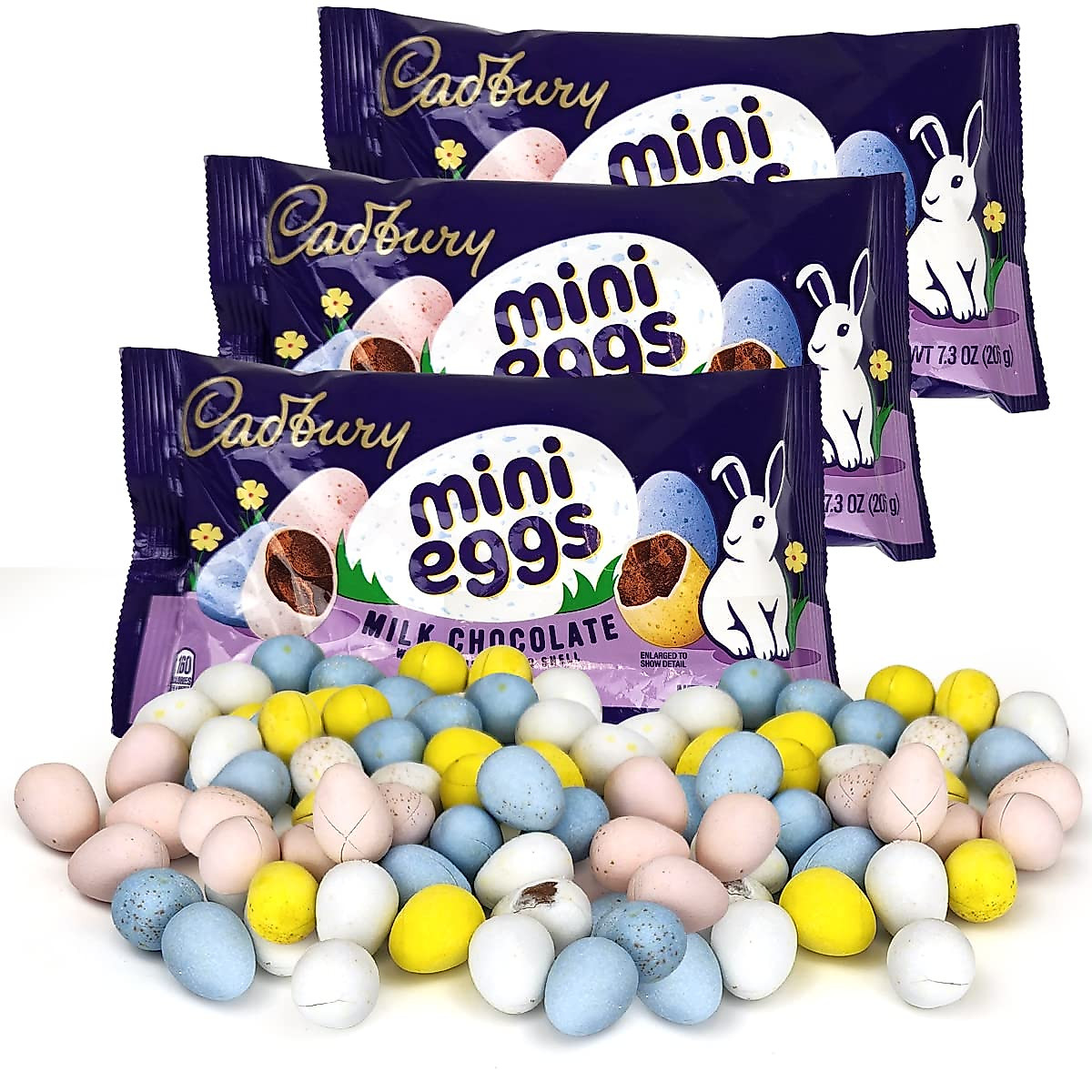 Cadbury Mini Eggs Easter Chocolates– 3-Pack Chocolate Milk Candy Bags for Kids, Holidays, Dessert Decorating – Premium Easter Candy Bulk Covered with Sugar Shells – Delicious Creamy Taste(7.3oz Bags)