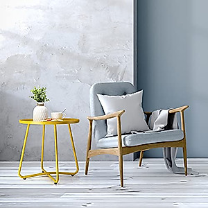 danpinera Outdoor Side Tables, Weather Resistant Steel Patio Side Table, Small Round Outdoor End Table Metal Side Table for Patio Yard Balcony Garden Bedside Yellow