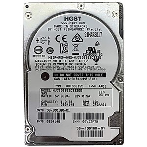 HGST 1.2TB HDD 10K RPM 2.5" 12Gb/s SAS Hard Disk Drive Model: HUC101812CSS200 DP/N: 0KV02