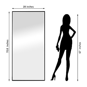 Dolonm 71x28 Inch Full Length Mirror, Modern Design Standing Floor Mirror, Full Body Mirror for Living Room, Bedroom, Bathroom, Cloakroom, Hallway, Black(Aluminum Alloy Frame)