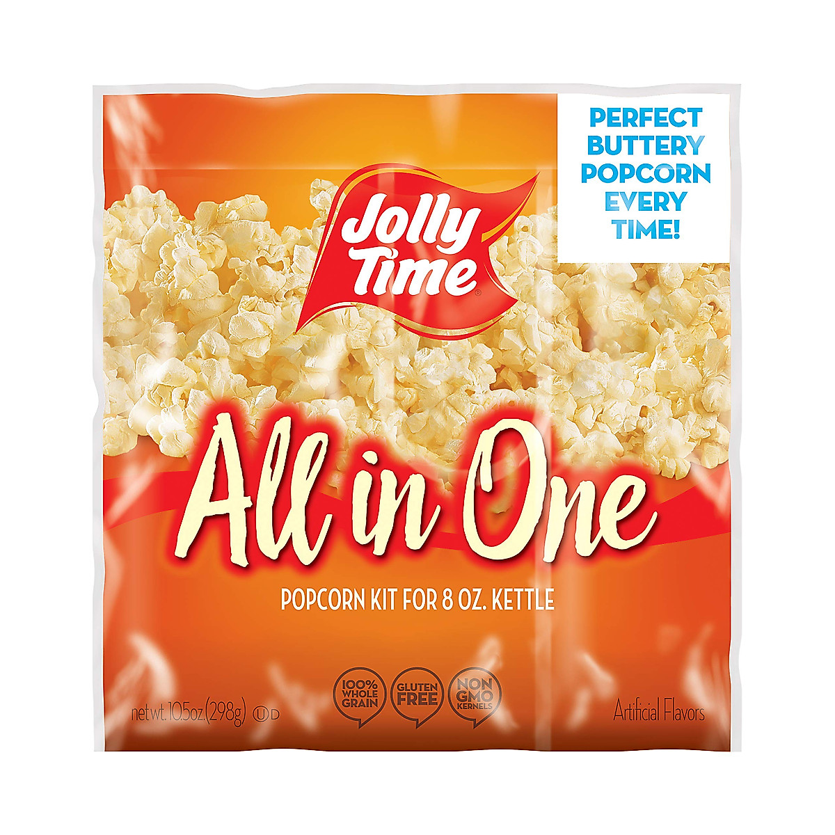 JOLLY TIME All in One Popcorn Kit, Portion Packets with Kernels, Oil and Salt for Movie Theater or Air Popper Machines (24 pack, 8oz Kettle)