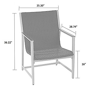 Novogratz Outdoor Living Santa Fe Lounge Set, Brown Wicker and Cream Frame, Brushed Wood Grain Accents