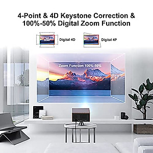 Projector, Projector with WiFi and Bluetooth XIDU 15000L Outdoor Projector 4K Support, Native 1080P Projector with 300" Display Home Theater Movie Projector, Compatible w/TV Stick/iOS/Android/Win/PS5