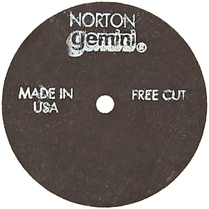 Norton Gemini Fast Cut Small Diameter Reinforced Abrasive Flat Cut-off Wheel, Type 01, Aluminum Oxide, 3/8" Arbor, 4" Diameter x 0.35" Thickness (Pack of 25)