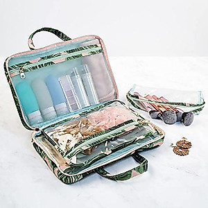 Conair Travel Makeup Bag, Large Toiletry and Cosmetic Bag with Internal Organizer, Perfect for Weekend Getaways or Long Vacations, Weekender Shape in Pink Palm Print