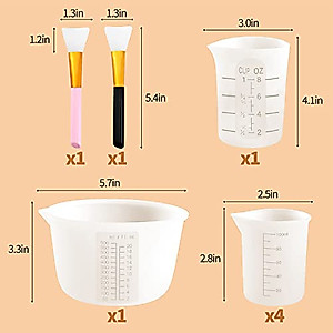 Silicone Measuring Cups Tool Kit,600ml&250ml&100ml Thickening&Polishing Silicone Mixing Cups with 2PCS Silicone Brushes for Mixing Resin,Silicone Cups for Epoxy Resin Mixing,Easy Clean