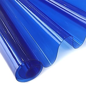 30x135cm Transparent PVC Vinyl, 0.4mm Neon Solid Color Waterproof Fabric Super Clear Mirrored Foil Roll for Making Handags Bows DIY Decor, Blue