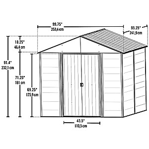 Arrow Shed 8' x 8' Ironwood Galvanized Steel and Wood Panel Hybrid Outdoor Shed Kit, Anthracite