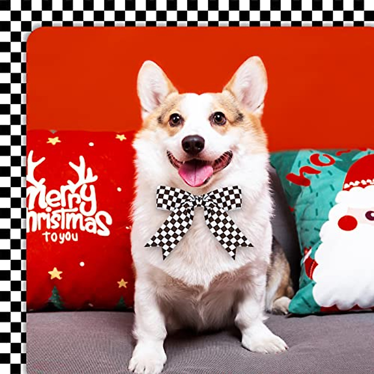 Kuscul 3 Rolls White Checkered Printed Ribbon Black Grosgrain Ribbon Racing Car Theme Checkered Ribbon Gingham Buffalo Plaid Wrapping Ribbon for DIY Crafts Wreath Gift Wrapping, 15 Yard