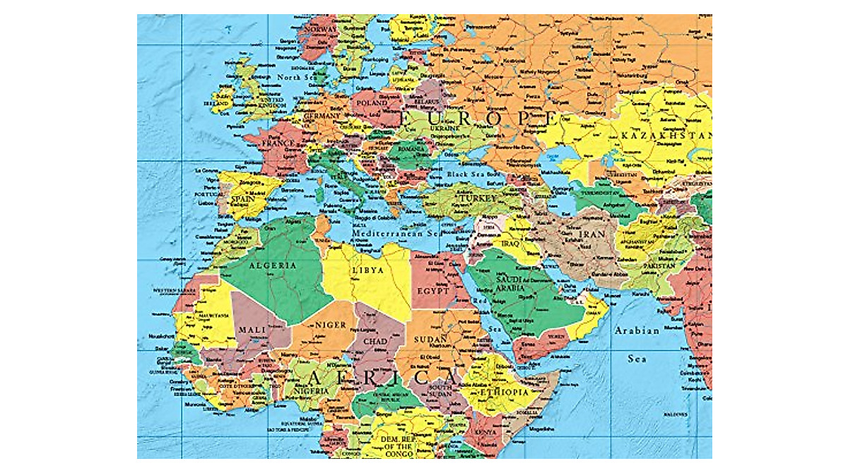 Smithsonian Journeys 30x48 World Wall Map - Blue Ocean Edition