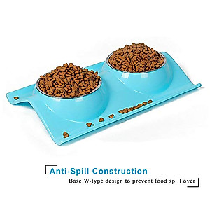 UPSKY Double Dog Cat Bowls Premium Stainless Steel Pet Bowls No-Spill Resin Station, Food Water Feeder Cats Small Dogs.