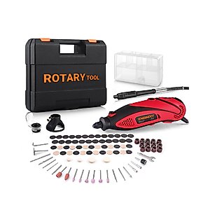 ENGINDOT Rotary Tool Kit with Keyless Chuck Flex Shaft, 6 Variable Speed 10000-32000 RPM Carrying Case for Cutting, Engraving, Drilling, Sanding, Polishing, DIY Crafts - Red