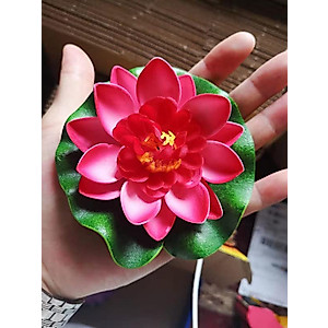 XIZHI 7 Pcs Artificial Floating Foam Lotus Flower with Water Lily Pad, Floating Artificial Lotus Flowers Decor Floating Pond Decor Home Decoration