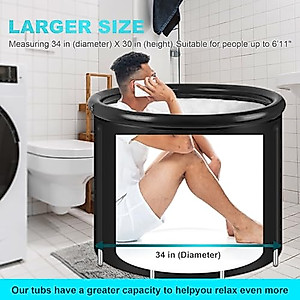 Ice Bath Tub for Athletes, Upgraded Cold Plunge Tub Outdoor, Portable Ice Bath for Cold Water Therapy Training, Ice Cold Therapy Bath, Adult Spa for Ice Baths and Soaking, QEGNOBOK 34" Ice Bathtub