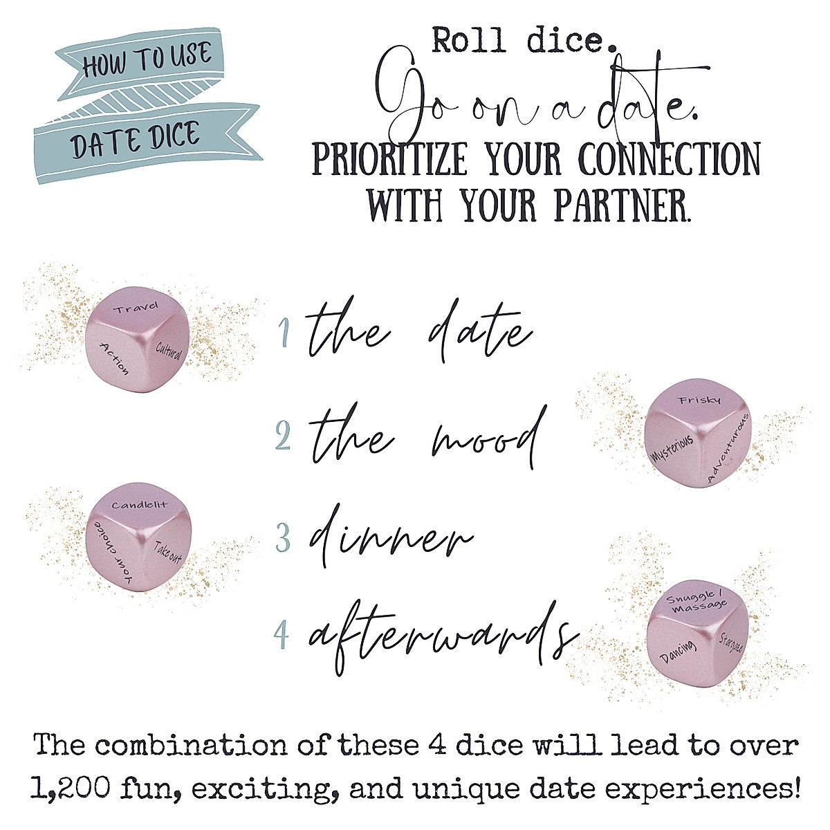 Lavender Sophia Date Night dice for Couples - Date dice for Couples Date Night Ideas - 100 Date Ideas for Couples Games Date Night Bucket List - Date Night Games for Couples Games