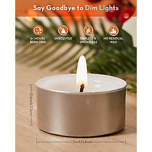 Hypmis Tea Lights Candles Bulk - 200 Pack, 4.5+ Hours Fully Burns Tealight Candles Unscented Smokeless Bright Flame Tealights for Home, Sabbath, Weddings, Christmas & Halloween Decor, White