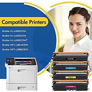 TN431 TN-431 Toner Cartridge Compatible Replacement for Brother TN431BK TN431C TN431M TN431Y TN431 TN-431 for Brother HL-L8360CDW MFC-L8900CDW HL-L8260CDW MFC-L8610CDW HL-L8360CDWT Printer